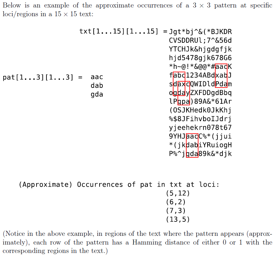 Solved Two Dimensional Approximate Pattern Matching In This