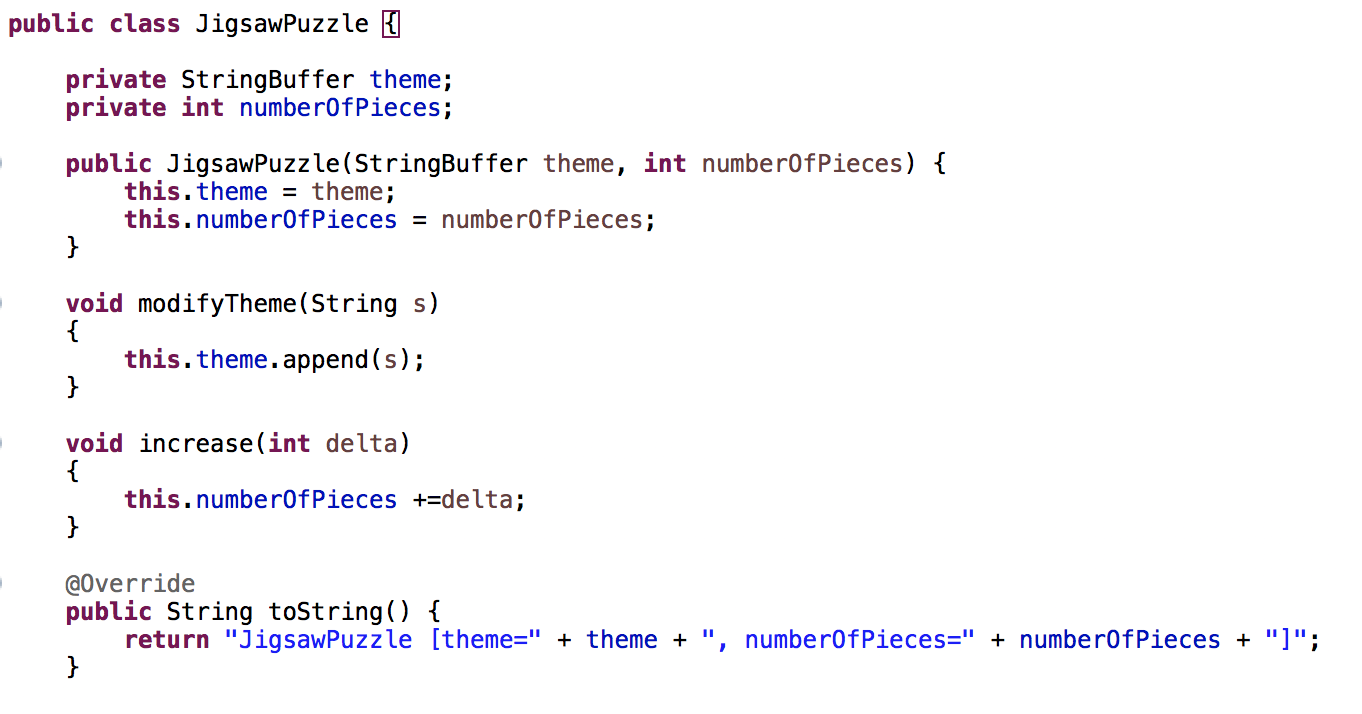 Solved public class JigsawPuzzle [] private StringBuffer | Chegg.com
