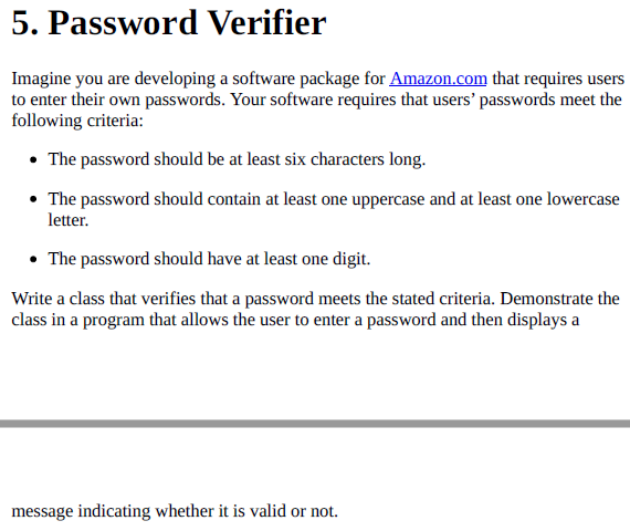 Solved 5 Password Verifier Imagine You Are Developing A 