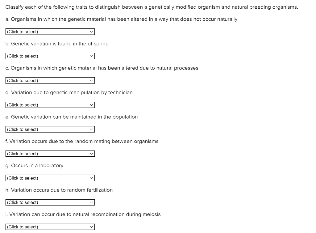 Solved Classify each of the following traits to distinguish | Chegg.com