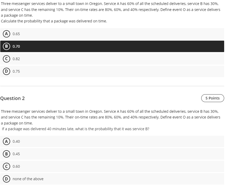Solved Three messenger services deliver to a small town in | Chegg.com