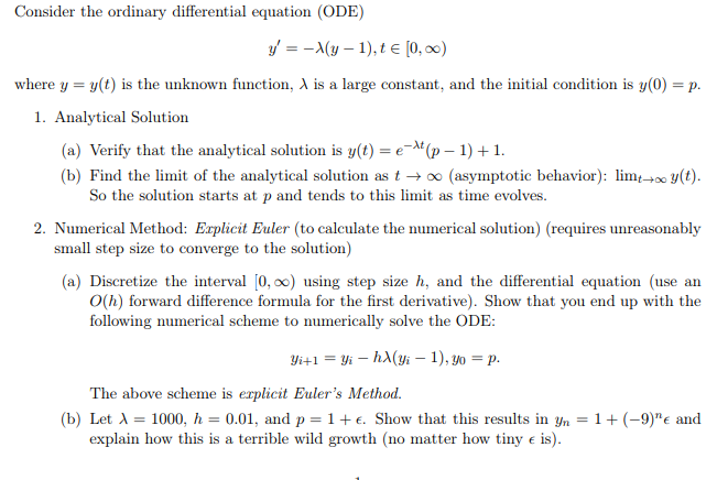 Solved Consider the ordinary differential equation (ODE) | Chegg.com