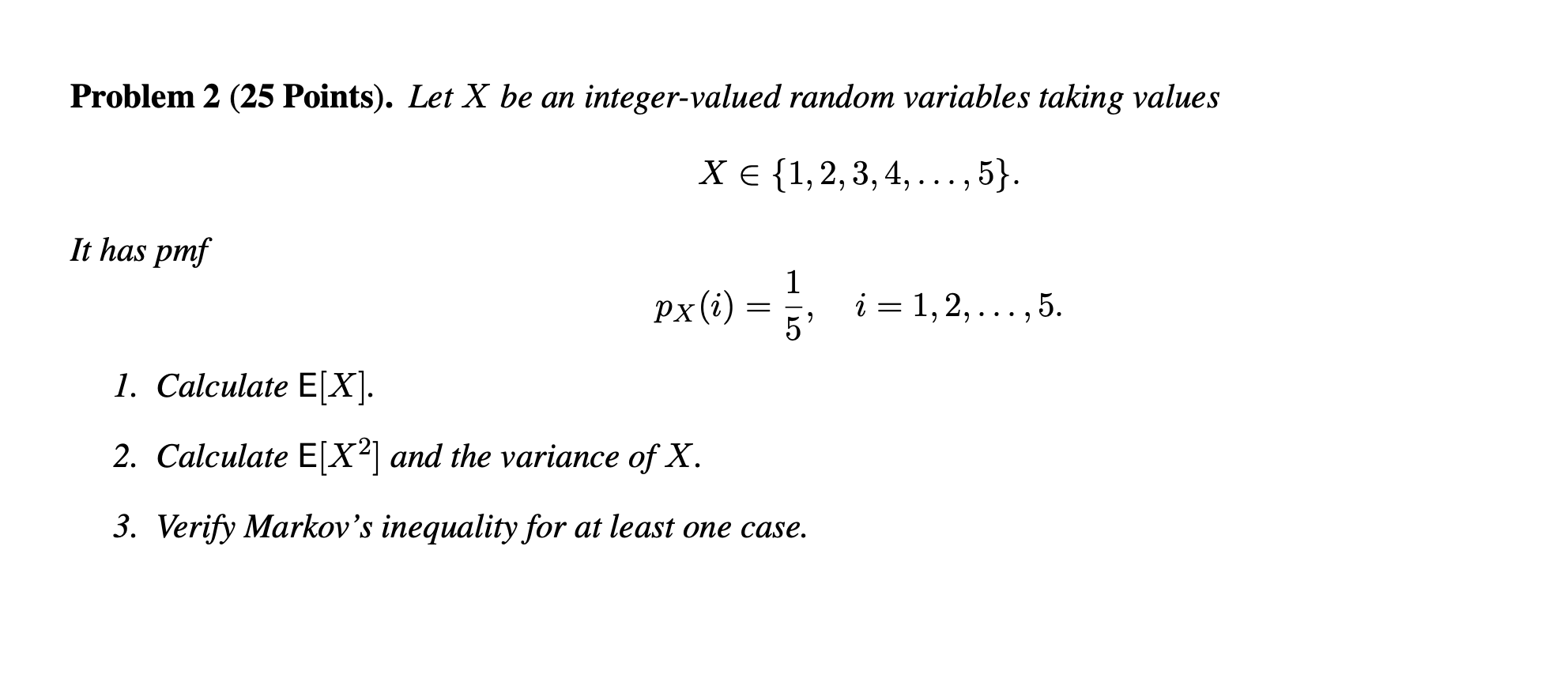 Solved Problem 2 (25 Points). Let X be an integer-valued | Chegg.com