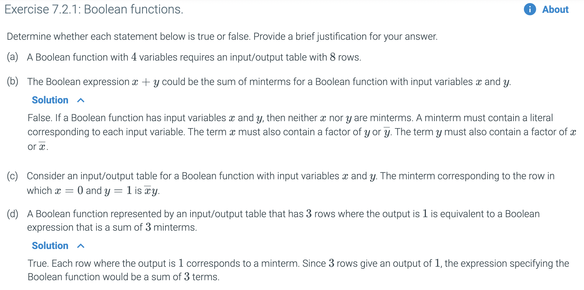Solved Exercise 721 Boolean Functions I About Determine
