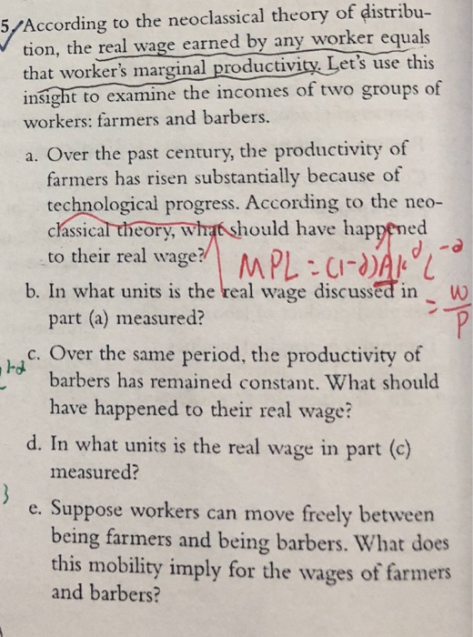 Solved 1/Use the neoclassical theory of distribution to | Chegg.com