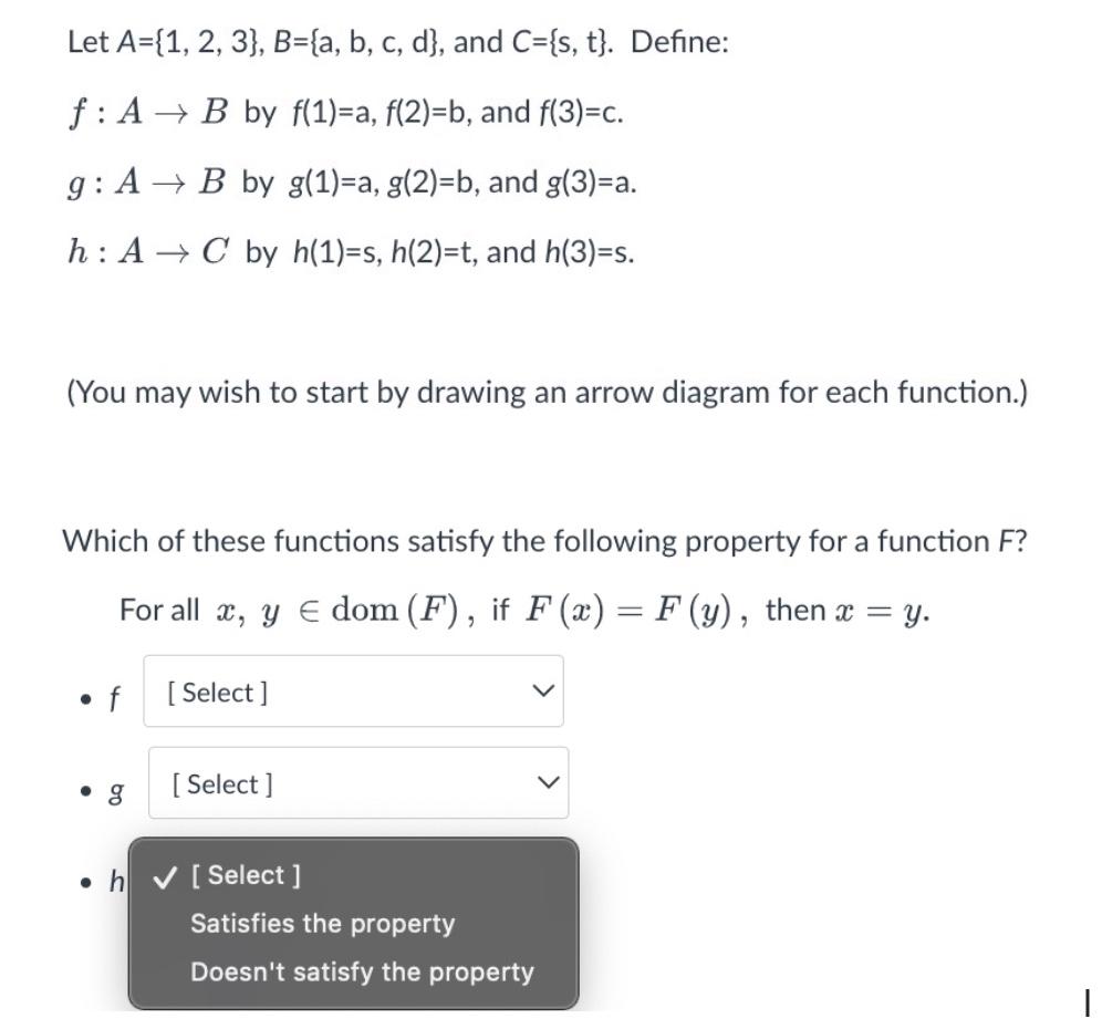 Solved Let A={1,2,3},B={a,b,c,d}, and C={s,t}. Define: f:A→B | Chegg.com