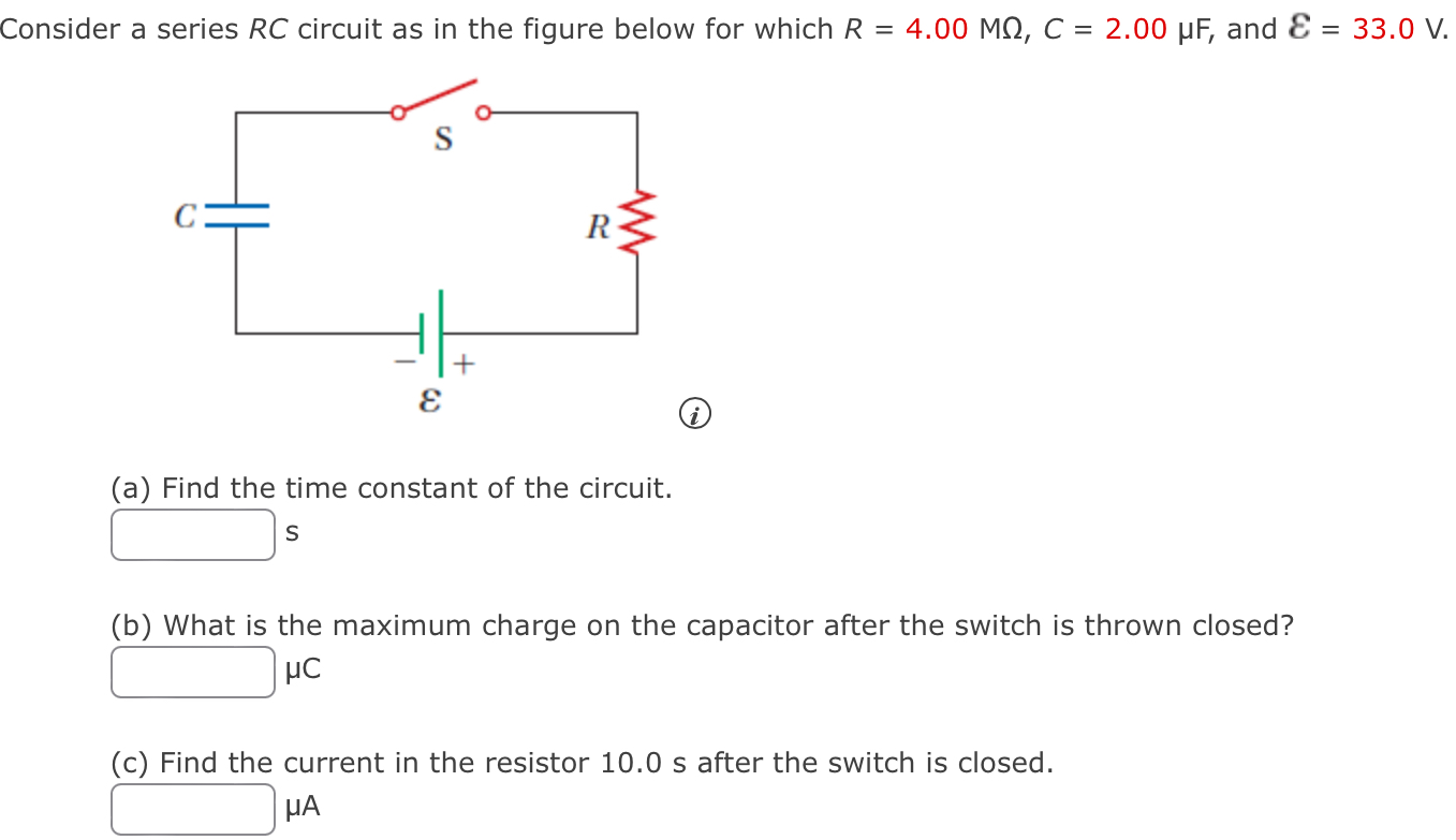 Solved Consider a series RC ﻿circuit as in ﻿the figure below | Chegg.com