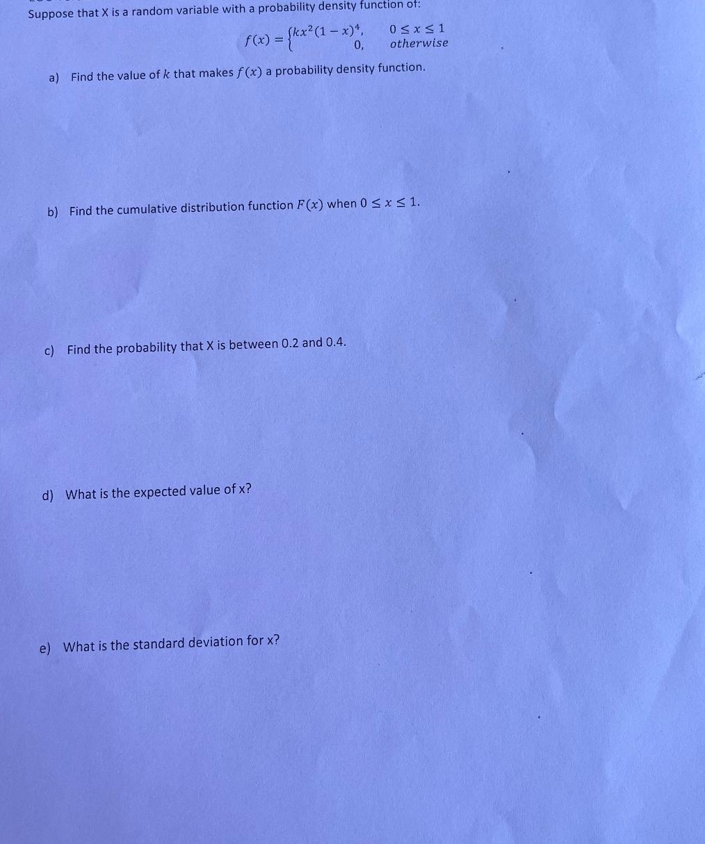 Solved Suppose that X is a random variable with a | Chegg.com