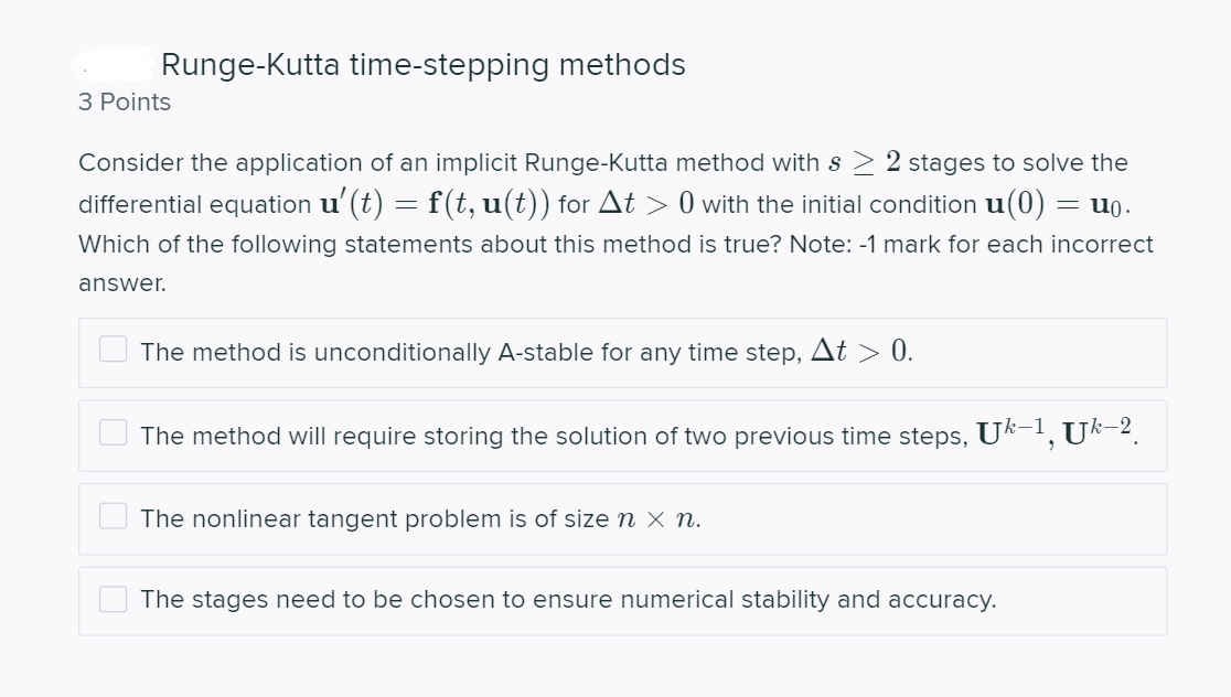 Solved Runge-Kutta time-stepping methods 3 Points Consider | Chegg.com