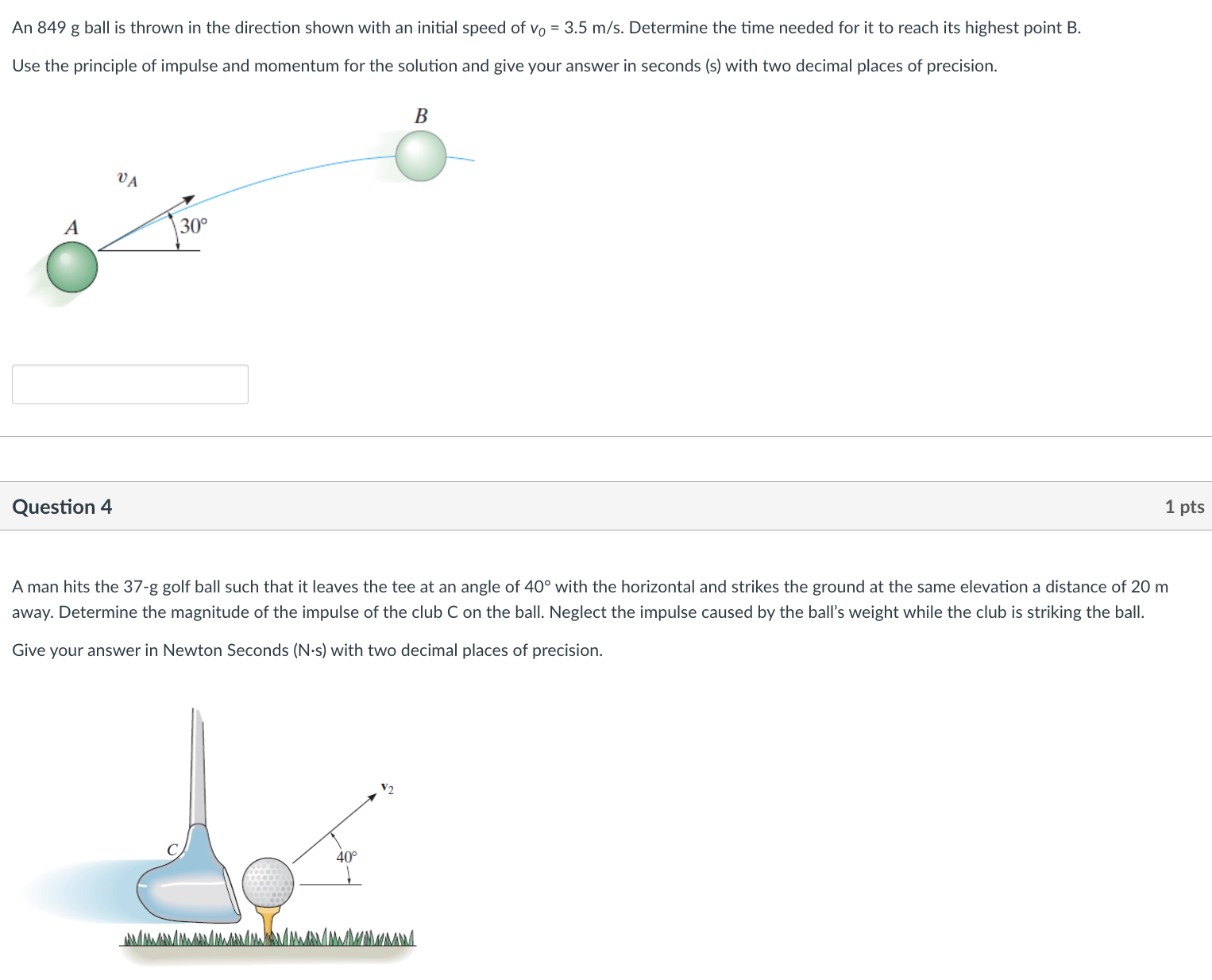 Solved An 849 g ball is thrown in the direction shown with | Chegg.com