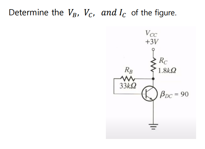 Solved Determine the VB, Vc, and Ic of the figure. V cc +3V | Chegg.com