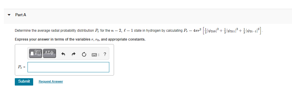 Solved Part A Determine the average radial probability | Chegg.com
