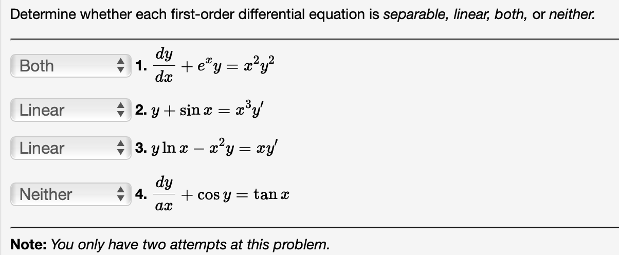Solved Determine whether each first-order differential | Chegg.com