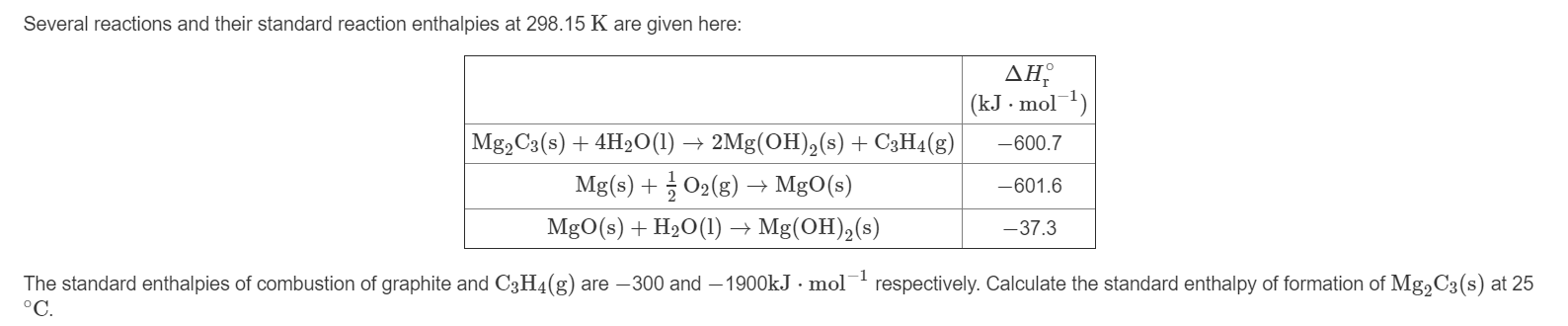 Solved Several reactions and their standard reaction | Chegg.com