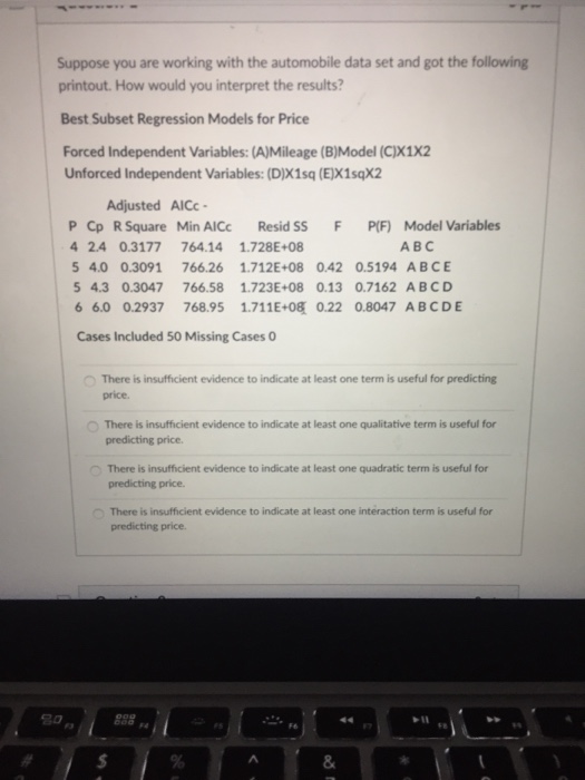 Solved Suppose you are working with the automobile data set | Chegg.com