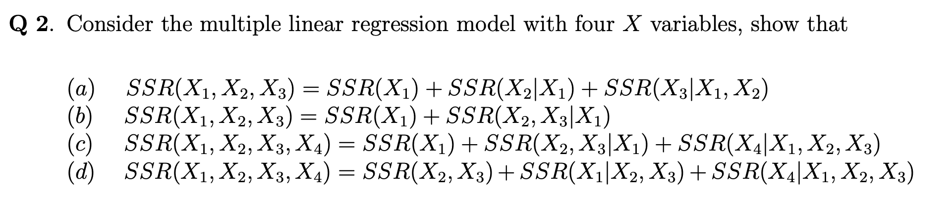 Solved Q 2. Consider the multiple linear regression model | Chegg.com
