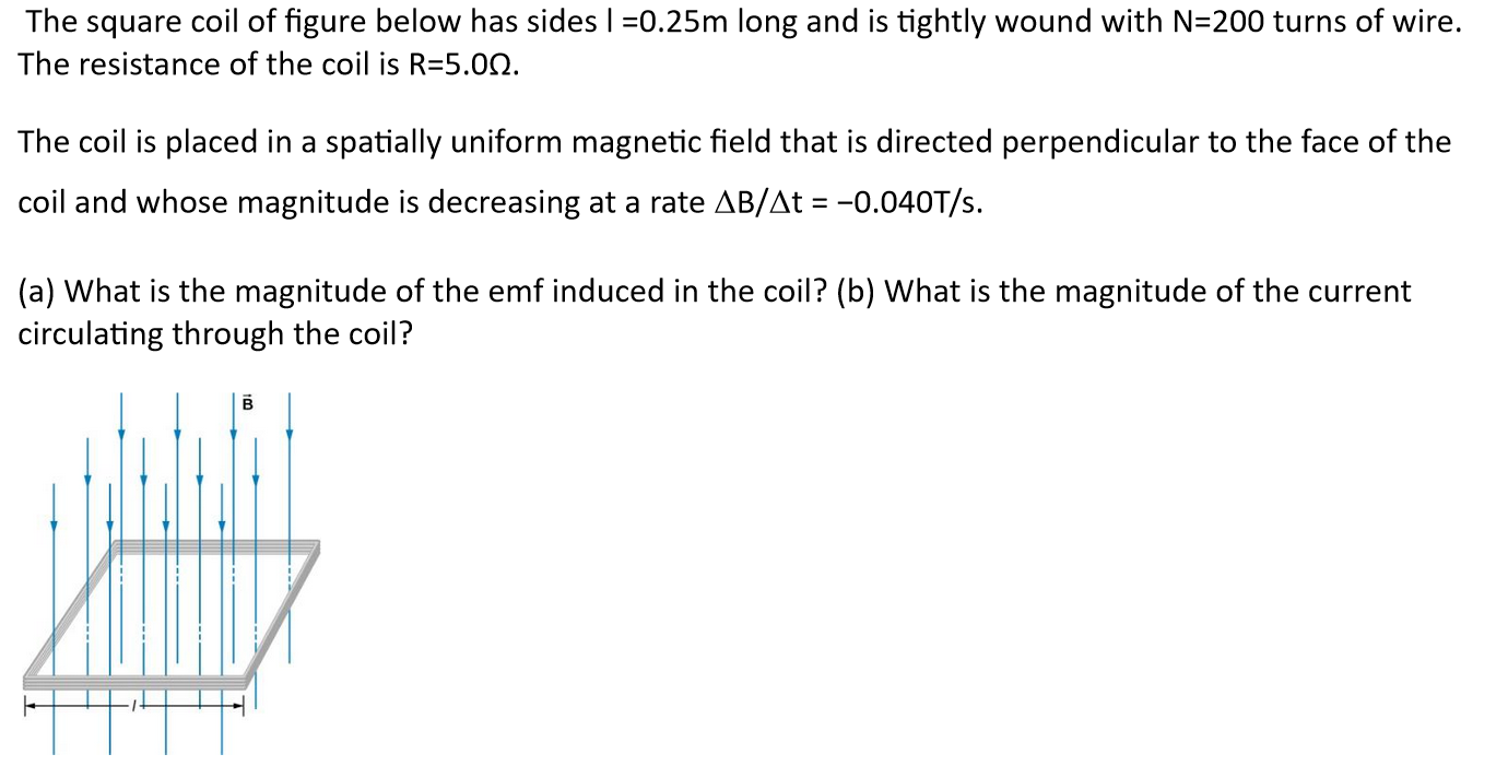 Solved The square coil of figure below has sides I=0.25 m | Chegg.com