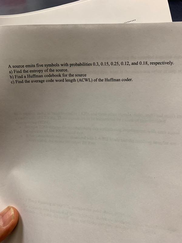 Solved A source emits five symbols with probabilities 0.3, | Chegg.com