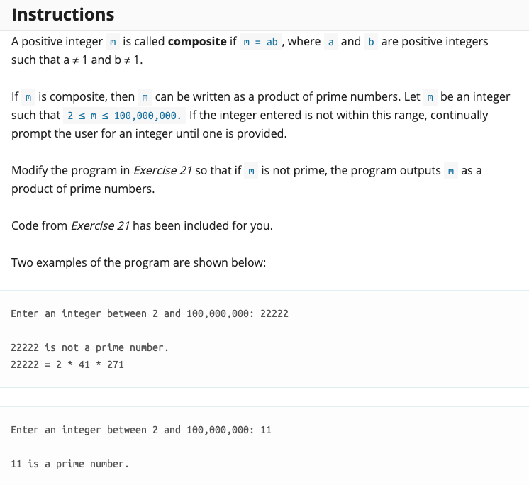Solved Instructions A positive integer m is called composite | Chegg.com