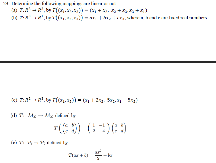 Solved 3. Determine the following mappings are linear or not | Chegg.com