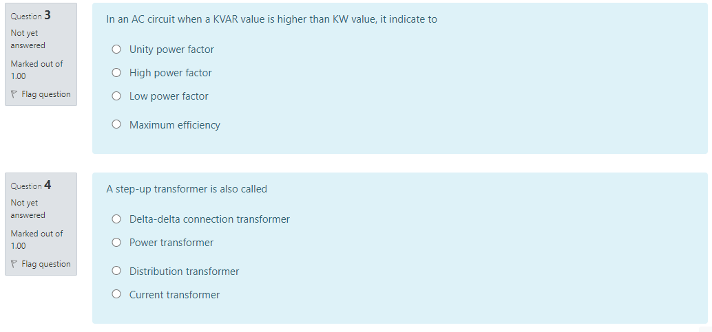 Solved Question 3 In an AC circuit when a KVAR value is | Chegg.com