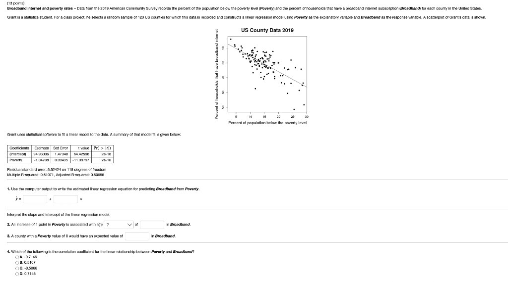 Solved (13 points) Grent usea statigtical sotware to th a | Chegg.com