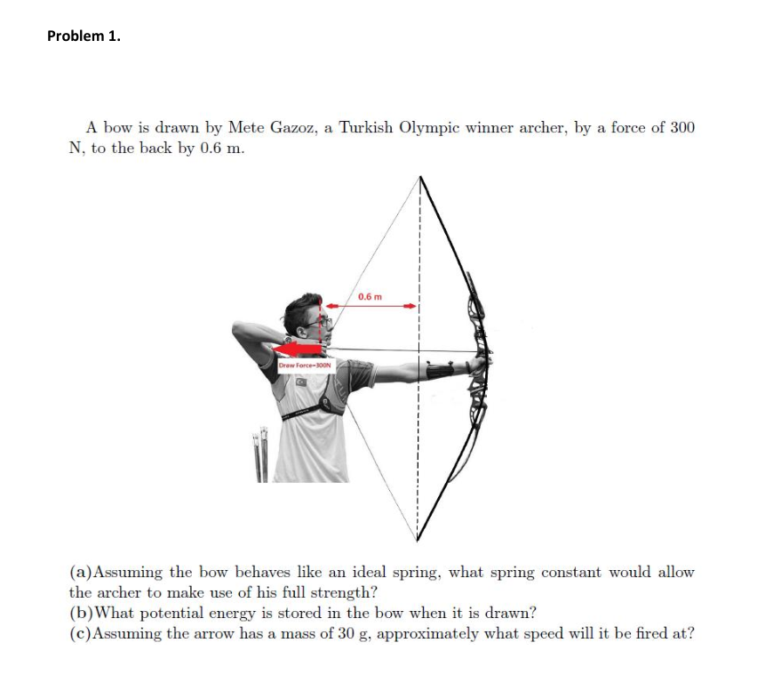 Solved Problem 1.A bow is drawn by Mete Gazoz, a Turkish | Chegg.com