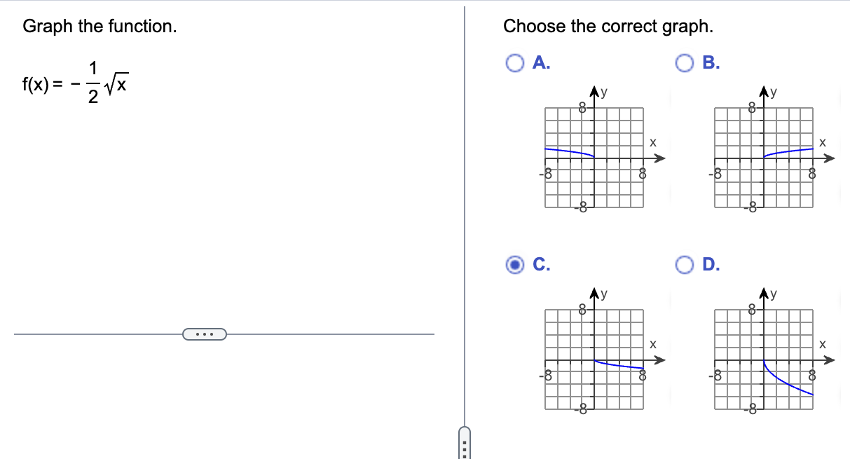Solved Graph the function.f(x)=-12x2Choose the correct | Chegg.com
