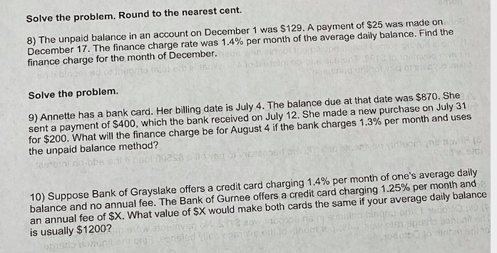 Solved Solve the problem. Round to the nearest cent. 8) The | Chegg.com