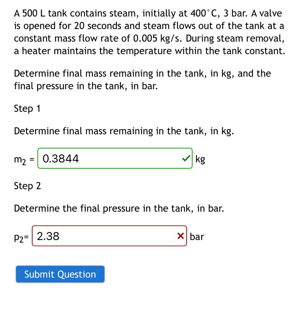 Solved A 500 L tank contains steam, initially at 400°C, 3 | Chegg.com