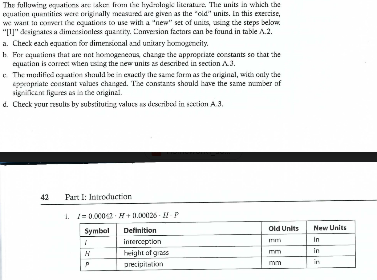 Solved The following equations are taken from the hydrologic | Chegg.com