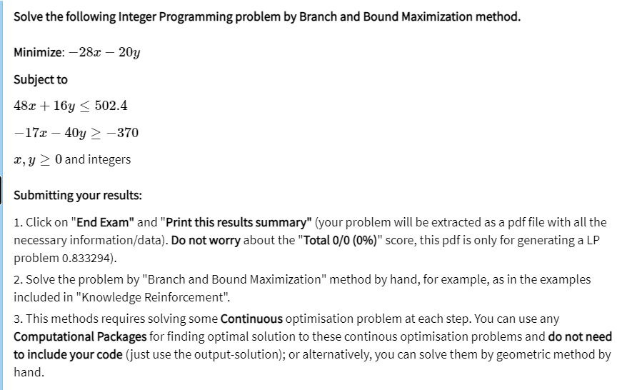 Solved Solve the following Integer Programming problem by | Chegg.com