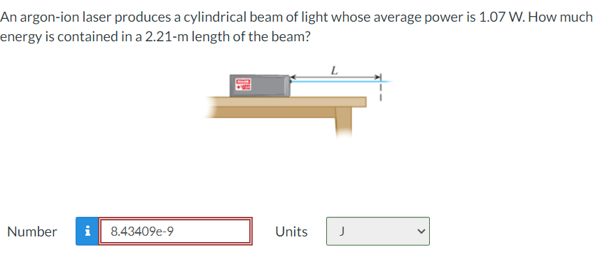 Solved An argon-ion laser produces a cylindrical beam of | Chegg.com