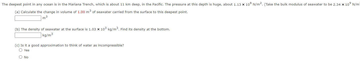Solved (a) Calculate the change in volume of 1.00 m3 of | Chegg.com