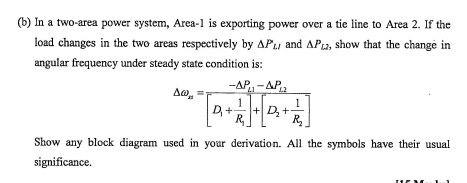 Solved (6) In a two-area power system, Area-l is exporting | Chegg.com