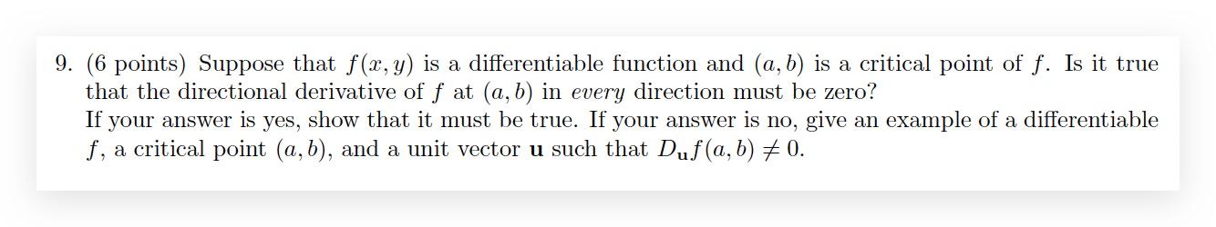 Solved 9. (6 points) Suppose that f(x,y) is a differentiable | Chegg.com