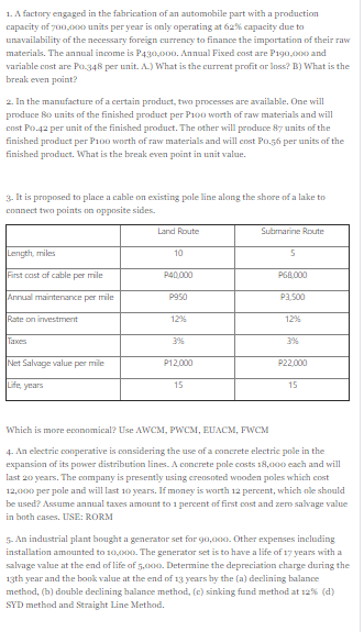 Solved 1. A factory engaged in the fabrication of an | Chegg.com