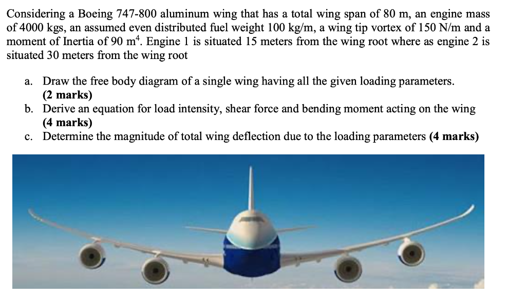 Considering a Boeing 747-800 aluminum wing that has a | Chegg.com