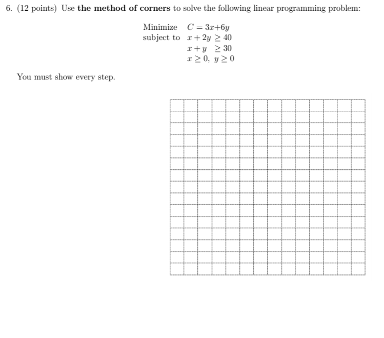 Solved 6. (12 points) Use the method of corners to solve the | Chegg.com