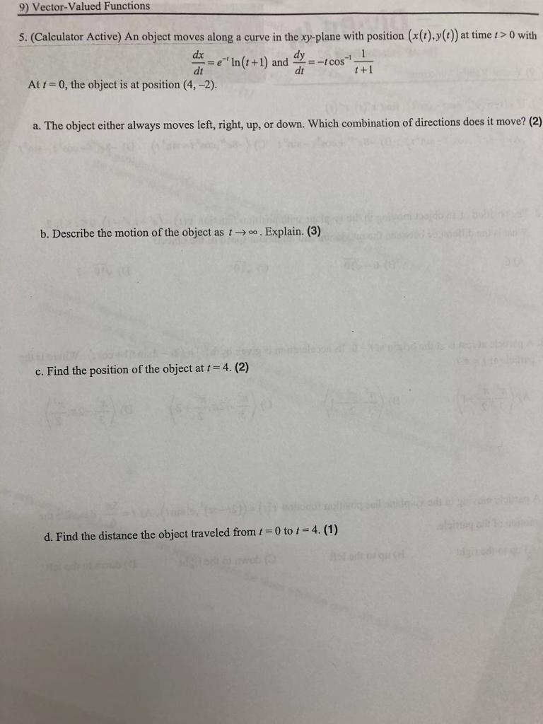 Solved 9) Vector-Valued Functions 5. (Calculator Active) An | Chegg.com