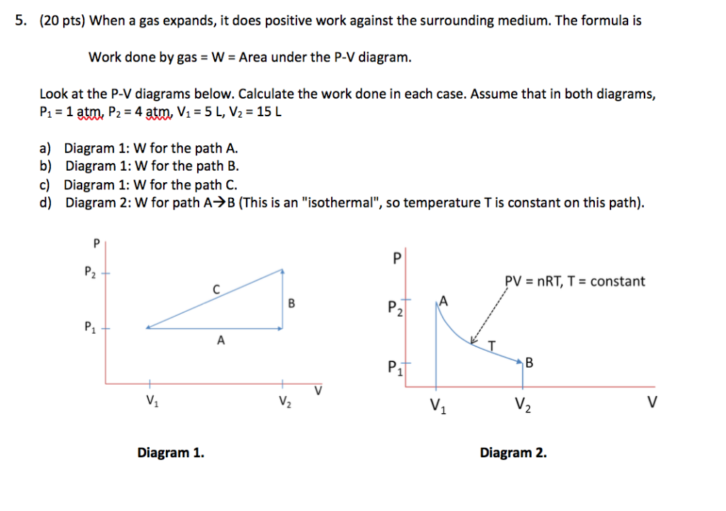 Solved 5. (20 pts) When a gas expands, it does positive work | Chegg.com