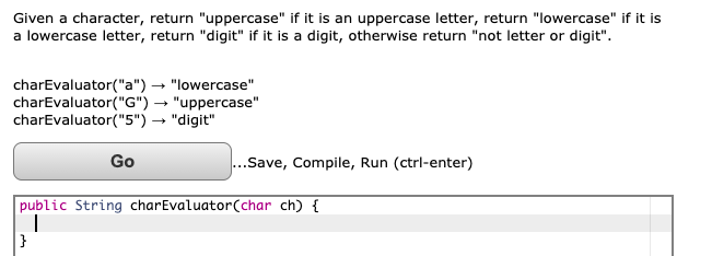 Solved Given a character, return "uppercase" if it is an | Chegg.com