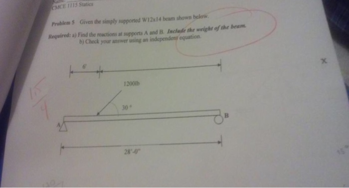 Solved MCE 1115 Statics Given the simply supported W12x14 | Chegg.com