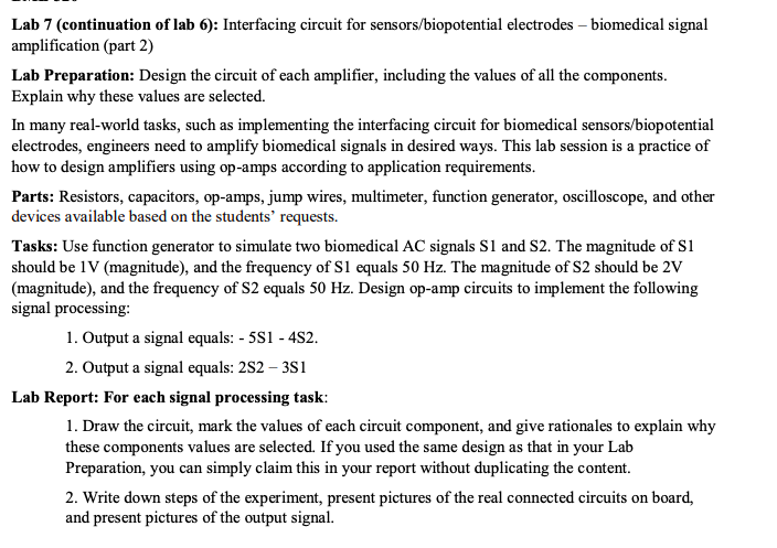 Lab 7 (continuation of lab 6): Interfacing circuit | Chegg.com