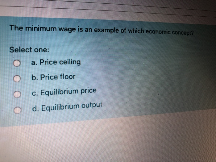 Solved The minimum wage is an example of which economic | Chegg.com