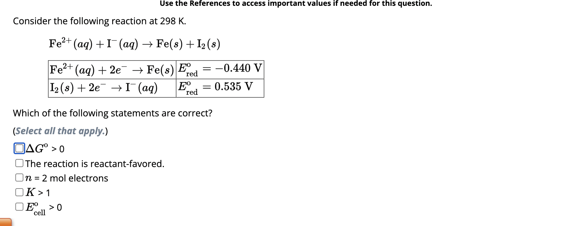 Solved Consider the following reaction at 298 K. | Chegg.com