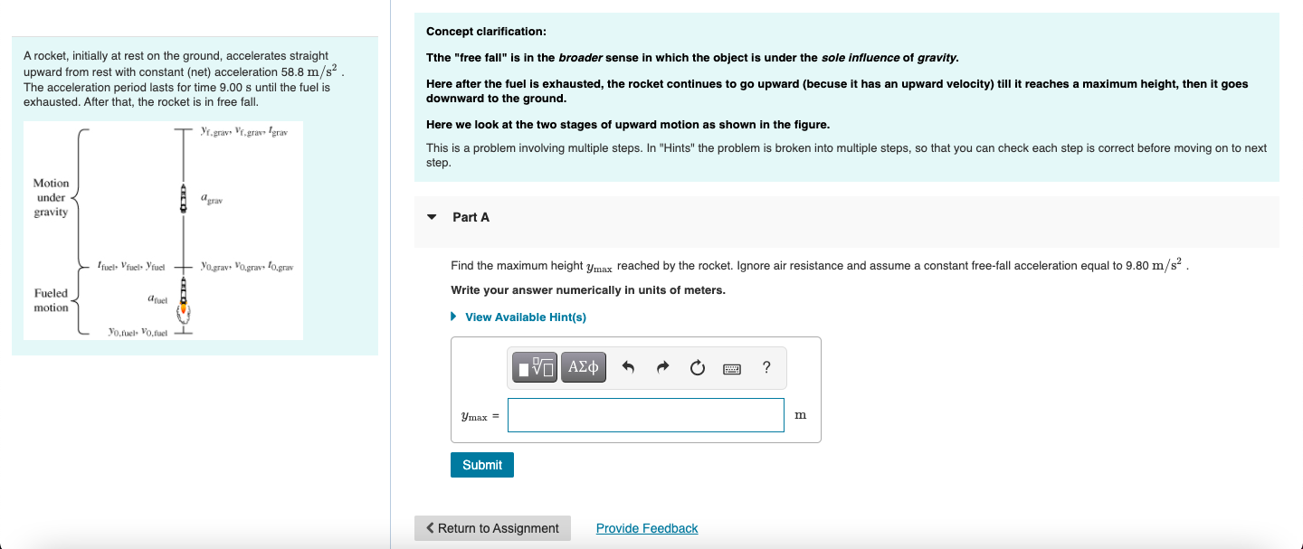 Solved Concept clarification: A rocket, initially at rest on | Chegg.com