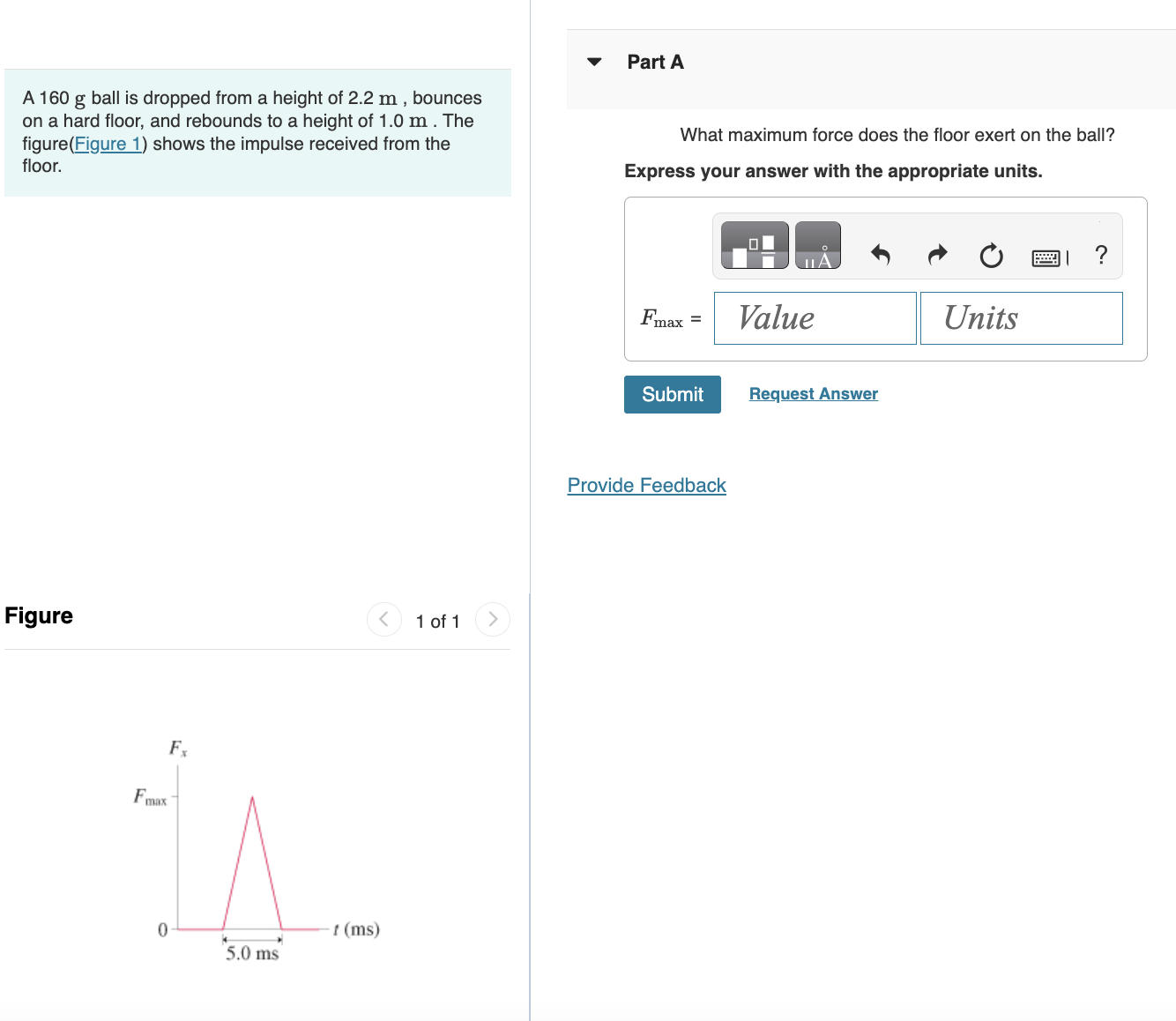 A 160 g ball is dropped from a height of 2.2 m, | Chegg.com