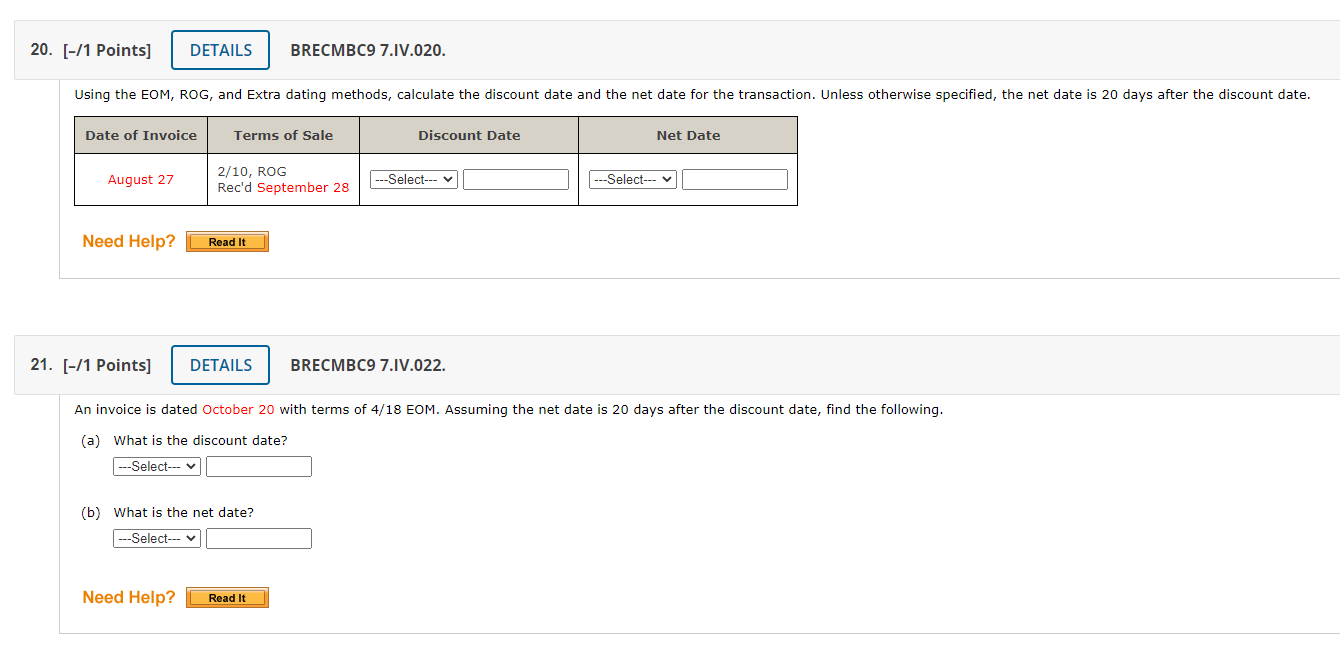 Solved [-/1 Points] BRECMBC9 7.IV.020. Using the EOM, ROG, | Chegg.com