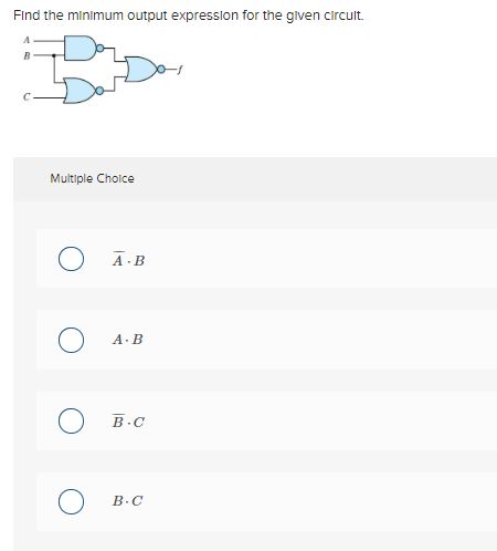 Solved Find the minimum output expression for the given | Chegg.com